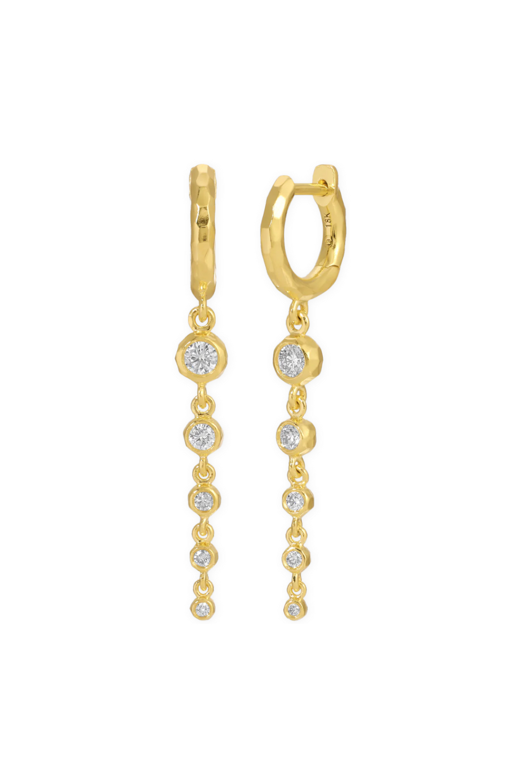 Charmed Micro Gabby Hoops With Tiered Diamond Nesting Gem Drops | Five ...