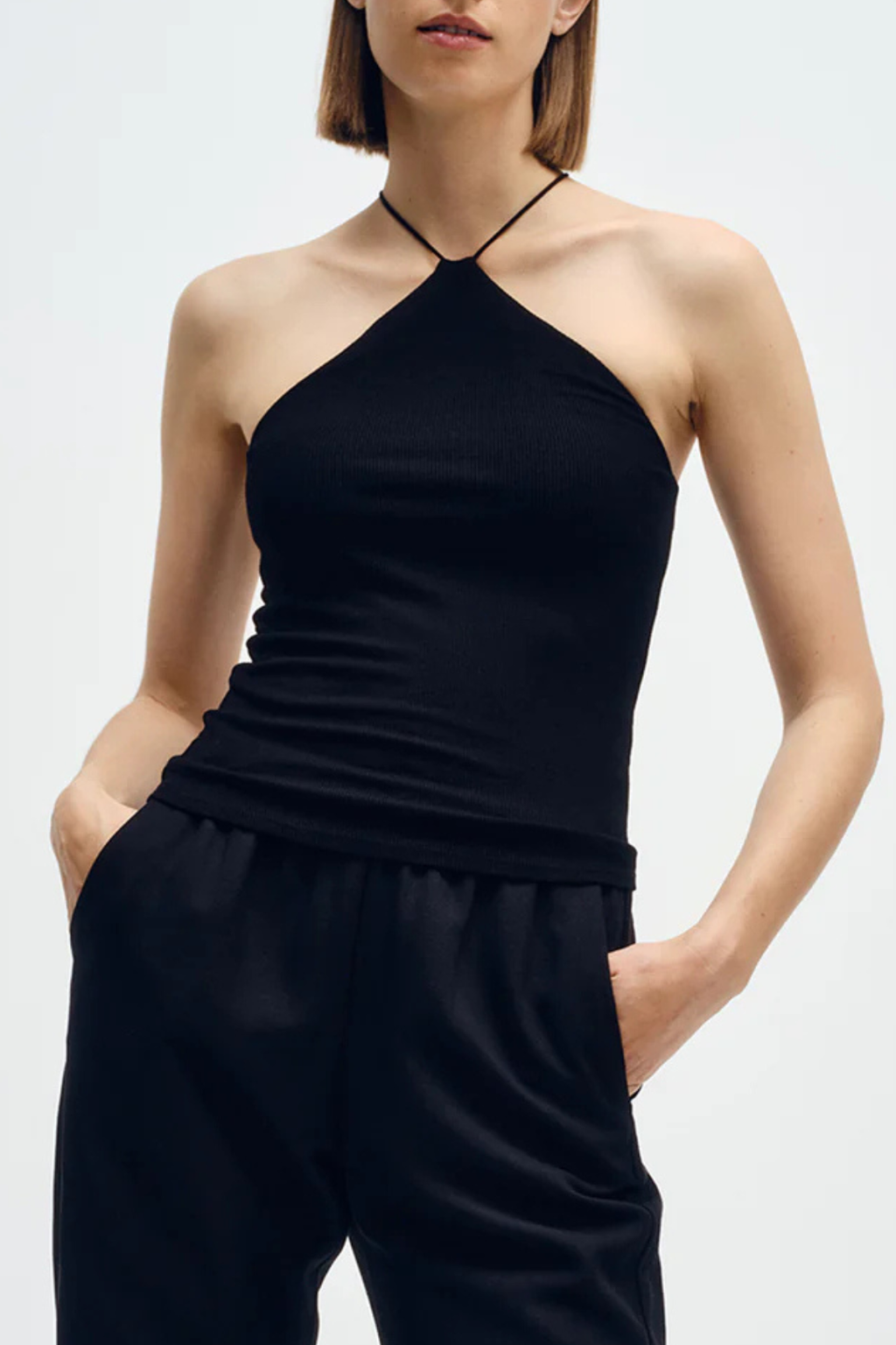 Silk Rib Halter Tank | Black – Valentines Austin