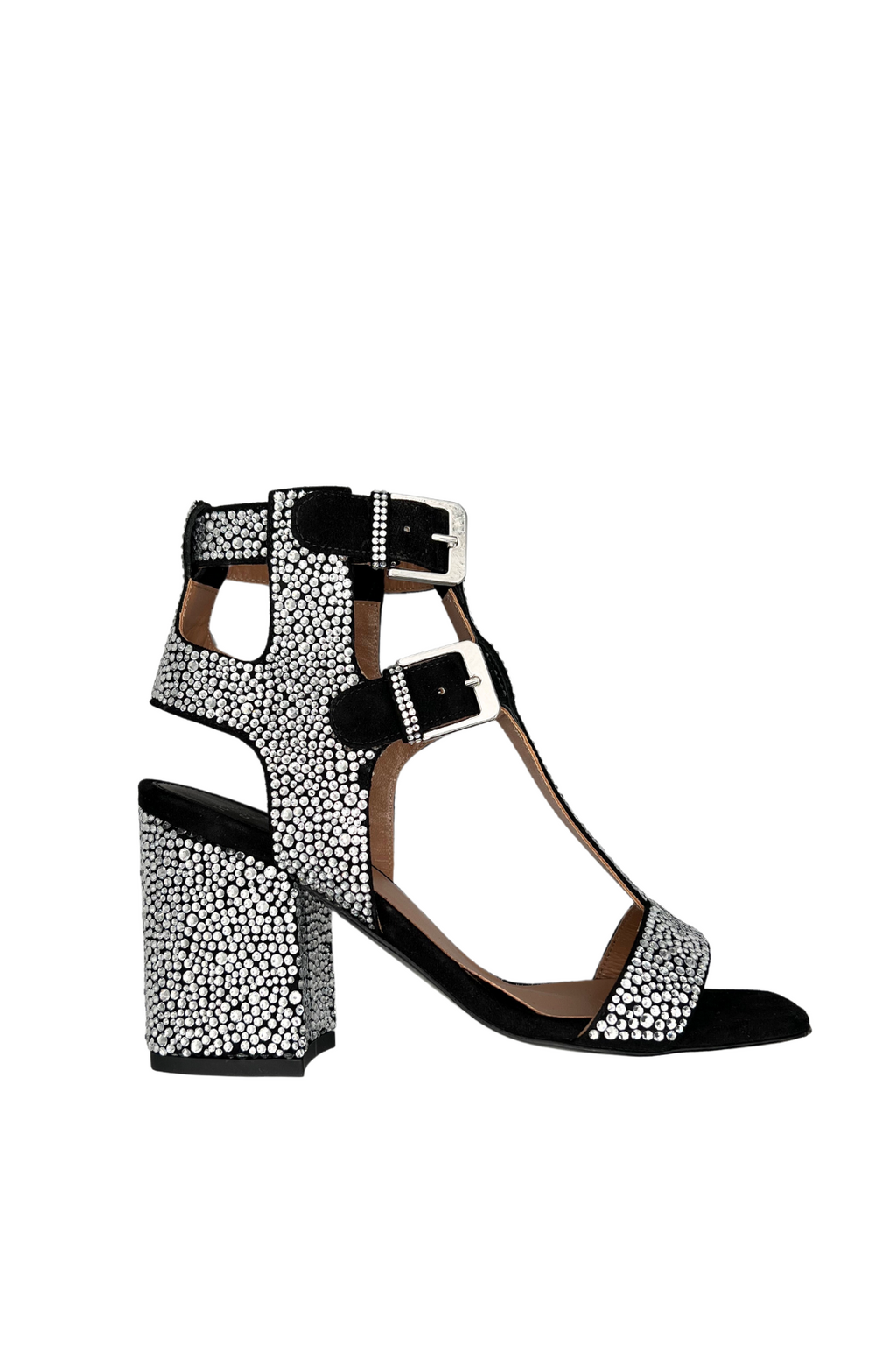 Sandra Block Heel Black & Silver – Valentines Austin